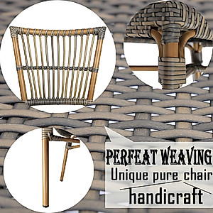 LONABR Wicker Dining Side Chairs Set of 2 Arm Less Patio French Cafe Bistro Chair with Aluminum Frame Indoor Outdoor,Brown