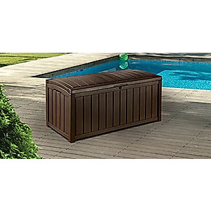 Keter Glenwood 101 Gallon Resin Large Deck Box-Organization and Storage for Patio Furniture, Outdoor Cushions, Garden Tools and Pool Toys, Grey & Black