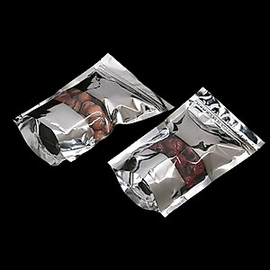 50 Pcs Mylar Bags for Food Storage with Clear Window 1 Gallon 10x14 Inches for Long Term Food Storage