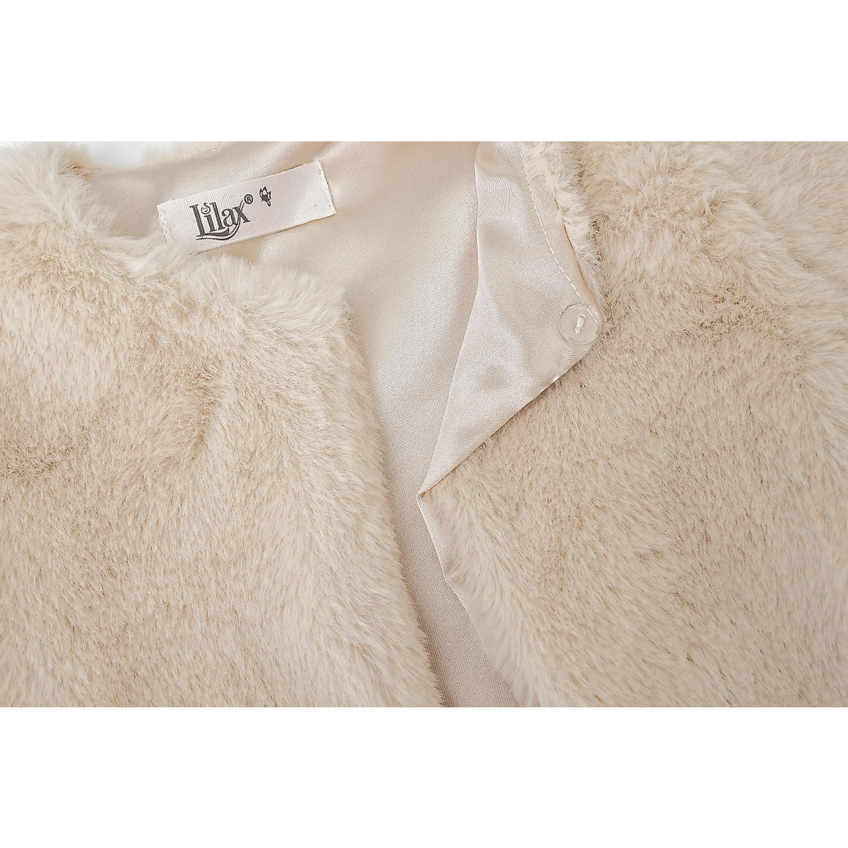 Lilax Girls Cozy Faux Fur Long Sleeve Crew Neck Dress Coat (Beige,7)