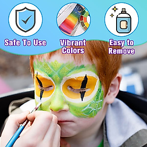 BOBISUKA Face Body Paint Kit - 25 Colors Water Activated Painting Makeup Palette + 10 Blue Artist Paint Brushes Set Large Black & White Ideal for Halloween, SFX, Theater, Cosplay, Parties and Costume