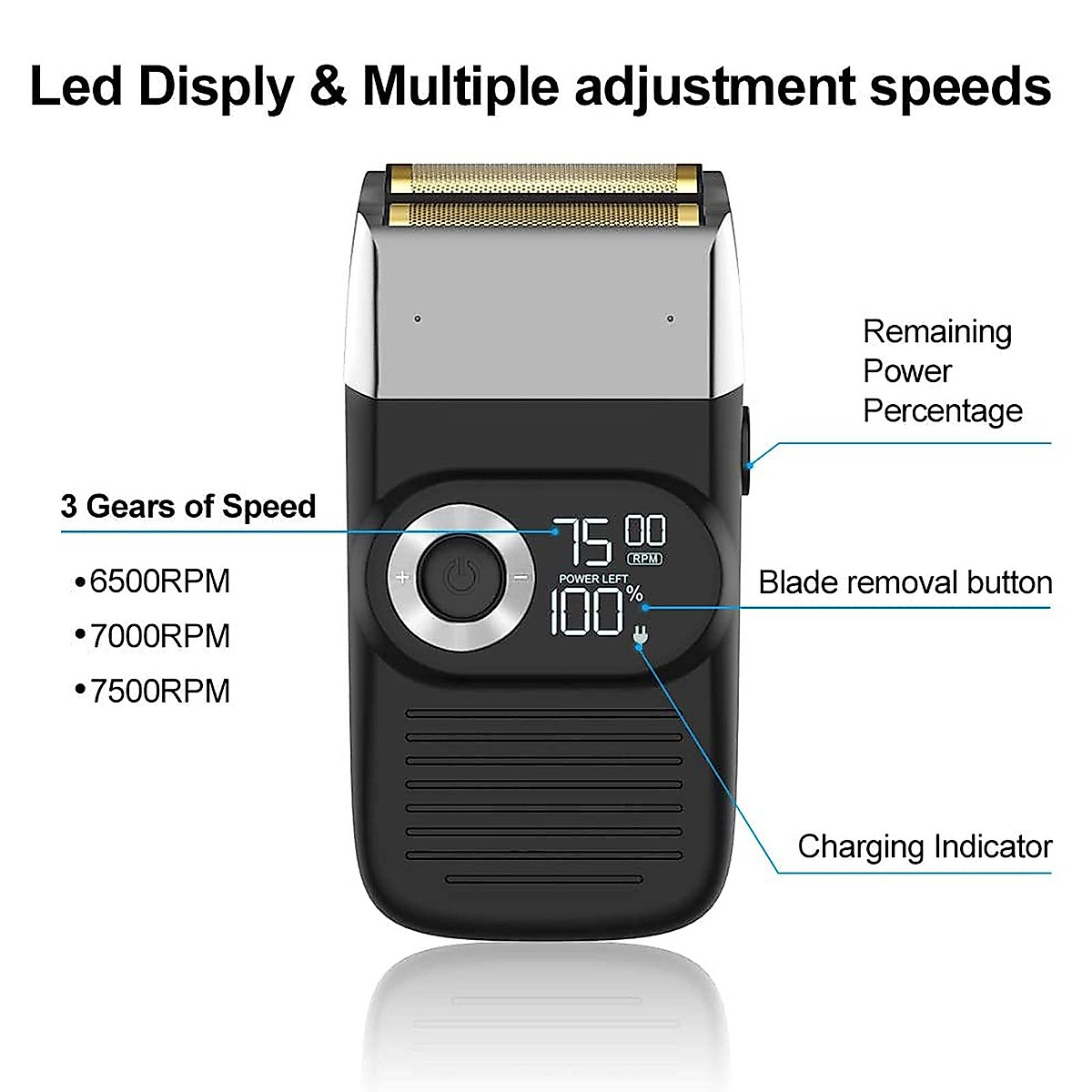Head Shaver for Bald Men,2 in 1 Electric Shaver for Men, 3-Speed Adjustable Clippers for Men,Washable Foil Shaver with LCD Display,Professional Beard Trimmer with Replacement Blade