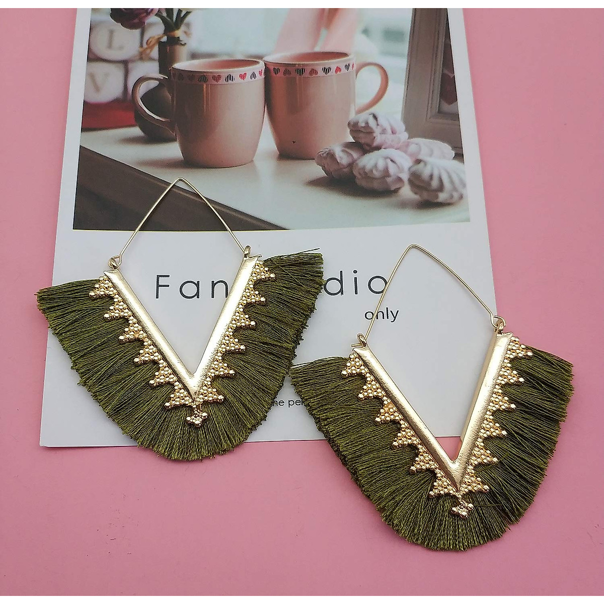 Statement Tassel Earrings, Delicate Bohemian V Shap Tassel Hoop Earring Elegant Fringe Drop Dangle Earrings for Women