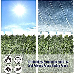HACSYP Expandable Faux Privacy Fence Artificial Ivy Privacy Fence | Plastic Leaf Fence Panels Artificial Leaf Screen Hedge Privacy Fence Roll for Balcony Patio | Wall Landscaping Decor