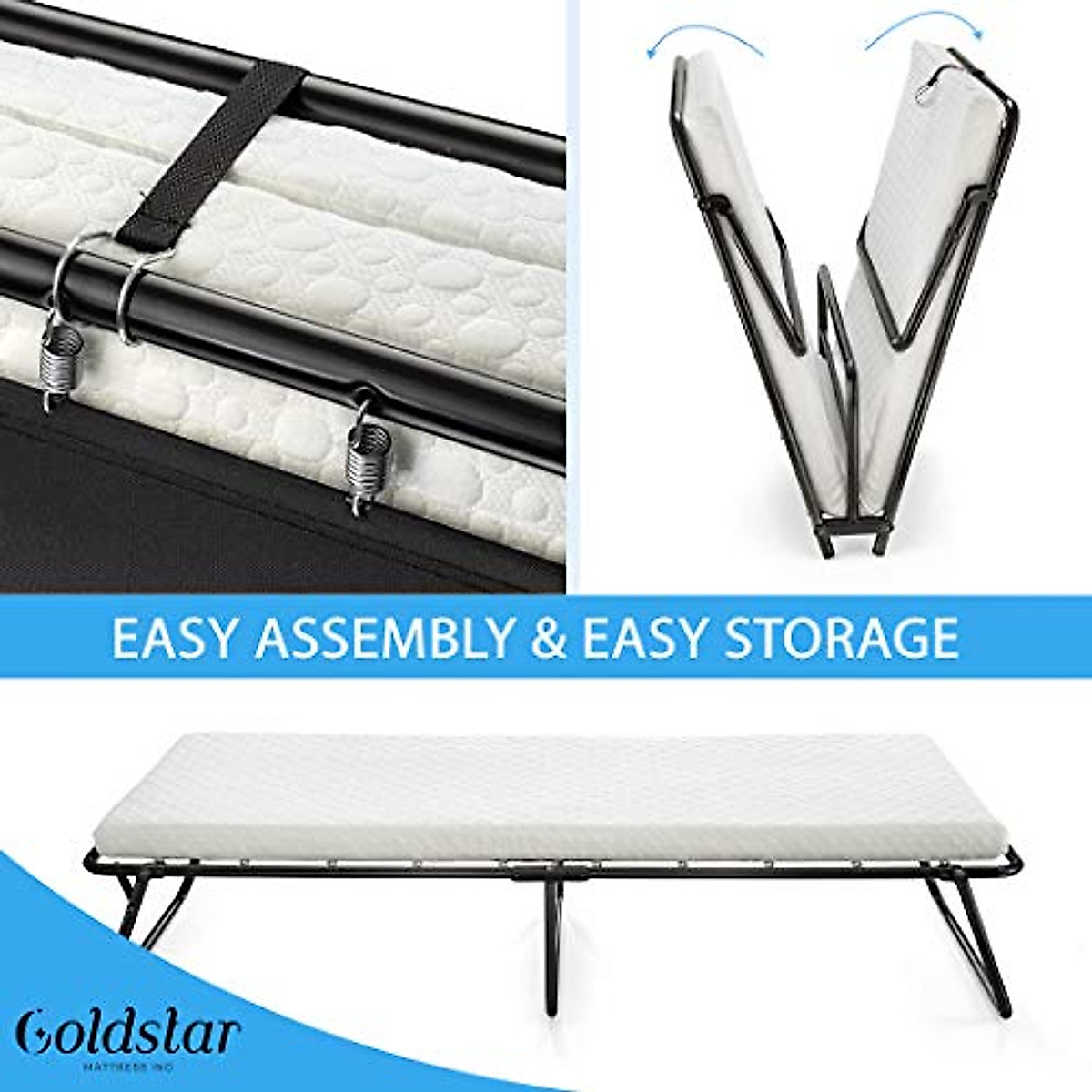 Guest Folding Bed Cot - with Memory Foam Mattress Compact, Portable & Lightweight Folding Bed Frame with Thick Memory Foam Mattress for Spare Bedroom & Office (31 inch)