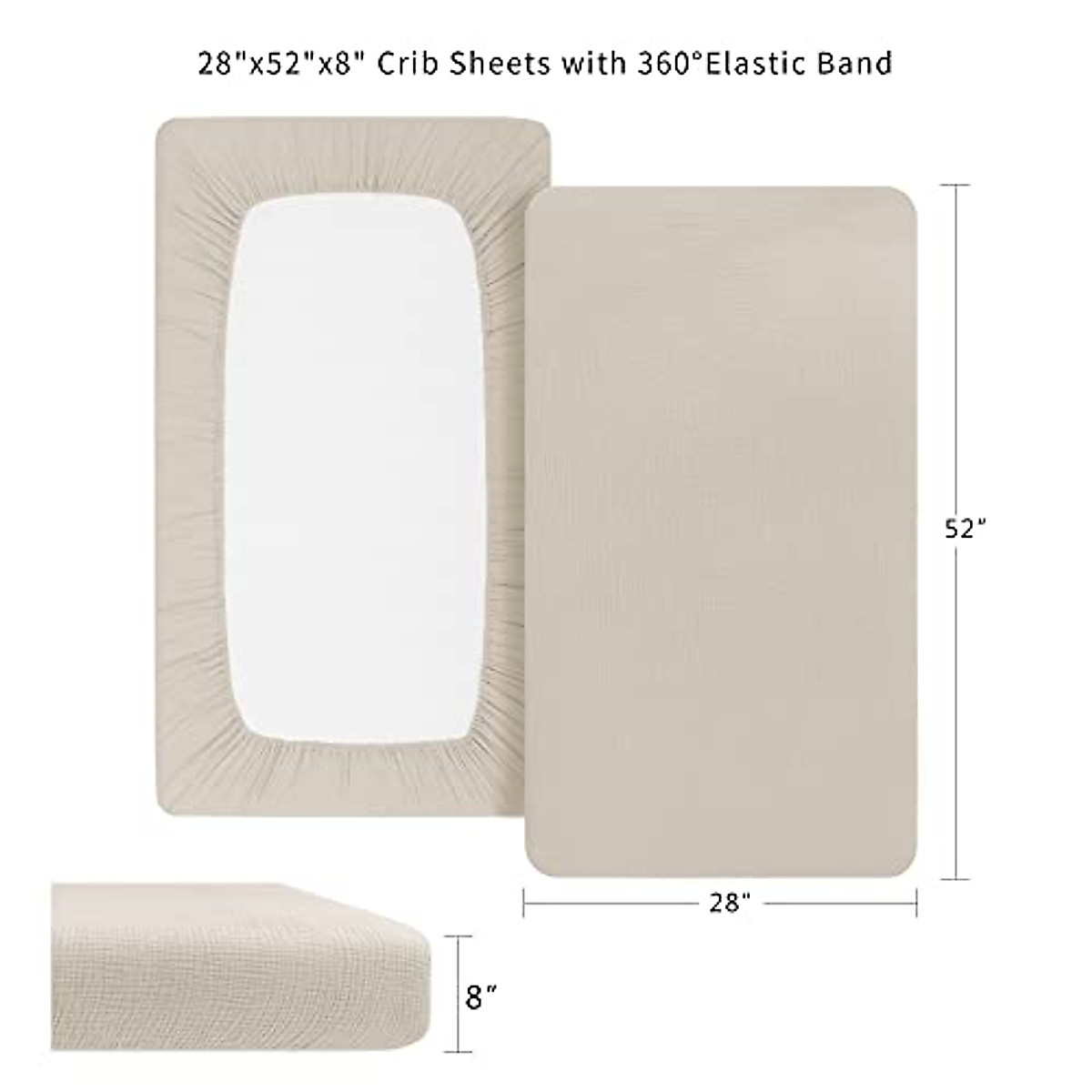 Konssy Muslin Fitted Crib Sheets 100% Cotton Baby Crib Sheets for Standard Crib Mattress (28 X 52 Inches), Soft and Breathable for Boys Girls (Clay)