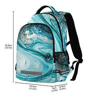 Glaphy Ocean Blue Marble Backpacks Laptop School Book Bag Lightweight Daypack for Men Women Teens Kids