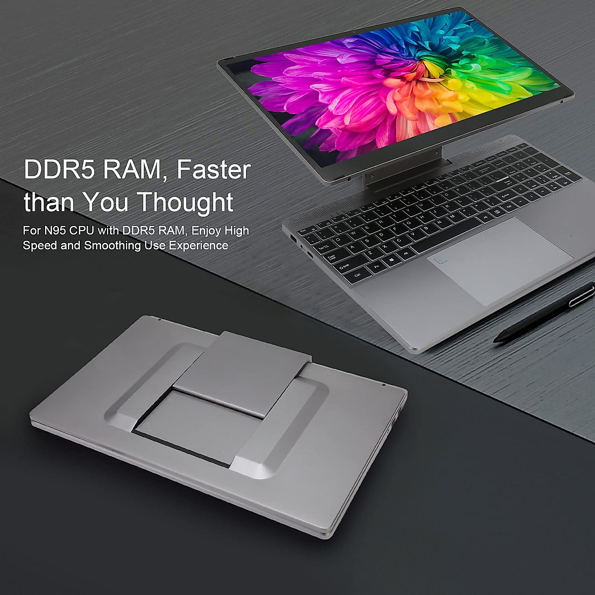 Haofy Tablet Laptop, 12GB DDR5 RAM 5800mAh Battery RGB Backlit 15.6in Touchscreen Office Laptop School Gravity Sensor (US Plug 512GB)