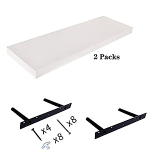 White 36" Floating Wall Mounted Shelves 2 Pack,12 Inch Deep Wide Panel Display Ledge Shelf,35.43" L x 11.81" D x 2" T