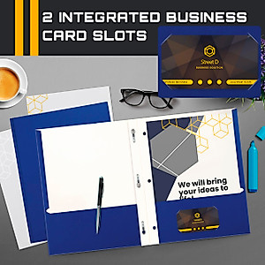 Blue Paper 2 Pocket Folders with Prongs, 50 Pack, by Better Office Products, Matte Texture, Letter Size Paper Folders, 50 Pack, with 3 Metal Prong Fastener Clips, Blue