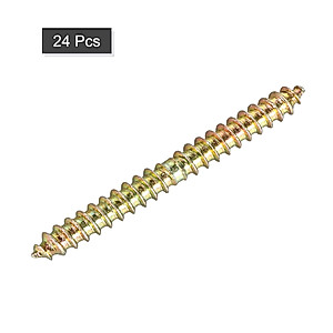 uxcell 5x50mm Hanger Bolts, 24pcs Double Ended Self-Tapping Thread Wood to Wood Dowel Screws for Wood Connecting