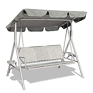 GOLDSUN 3 Person Outdoor Weather Resistant Patio Glider Swing Hammock Chair w/Utility Tray & Sunshade Canopy for Patio, Garden, Deck, or Pool, Gray