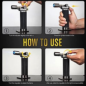 ravs Butane Torch, Refillable Kitchen Torch Lighter with Safety Lock and Adjustable Flame, Creme Brulee Kitchen Food Torch for Baking, Culinary Cooking Torch, Blow Torch - Butane Gas Not Included