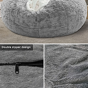 Bean Bag,Giant Fur Bean Bag Chair Cover for Adults Kids (Without Filling) Comfy Fluffy Giant Round Beanbag Lazy Sofa Cover for Reading Chair Floor Chair Lazy Sofa Bed Cover Soft Fluffy Faux BeanBag
