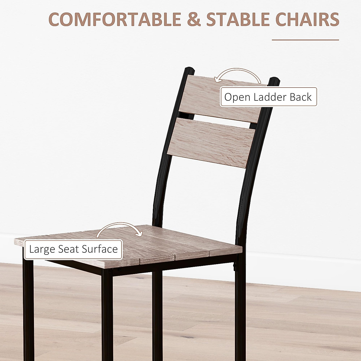 HOMCOM 5-Piece Dining Table Furniture Set Modern Industrial Table with 4 Chairs for Dining Room, Kitchen