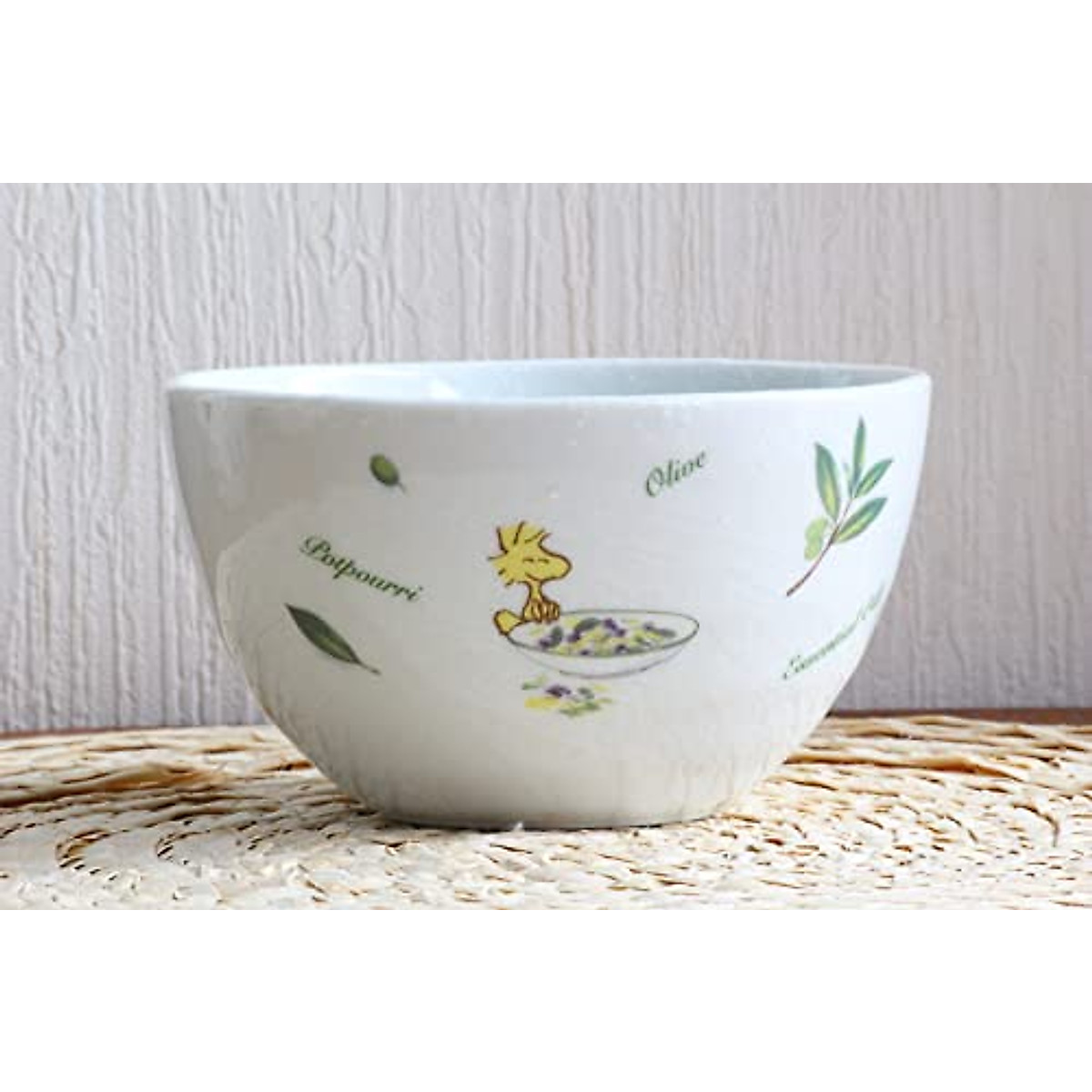シミズ陶業(Shimizutougyou) Shimizu Pottery Herb Forest Snoopy Bowl, Set of 2, White