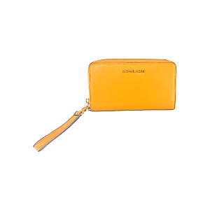 Michael Kors Jet Set Travel Large Flat Multifunction Phone Case Leather Wristlet - Marigold