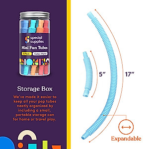 Special Supplies Fun Pull and Stretch Tubes for Kids - Pop, Bend, Build, and Connect Toy, Provide Tactile and Auditory Sensory Play, Colorful, Heavy-Duty Plastic (Pastel-12)