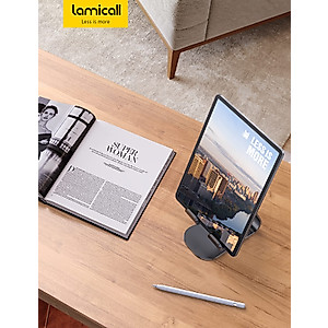 Lamicall Tablet Stand Adjustable, Tablet Holder : Desktop Tablet Accessories Holder Dock Compatible with 4-13" Tablet Such as iPad Pro 11, 9.7, 10.5, Air Mini 2 3 4, Kindle, Nexus, E-Reader, Black