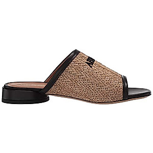 Emporio Armani Women's Raffia Logo Slide Mule, Natural + Black, 34 Medium EU (4 US)