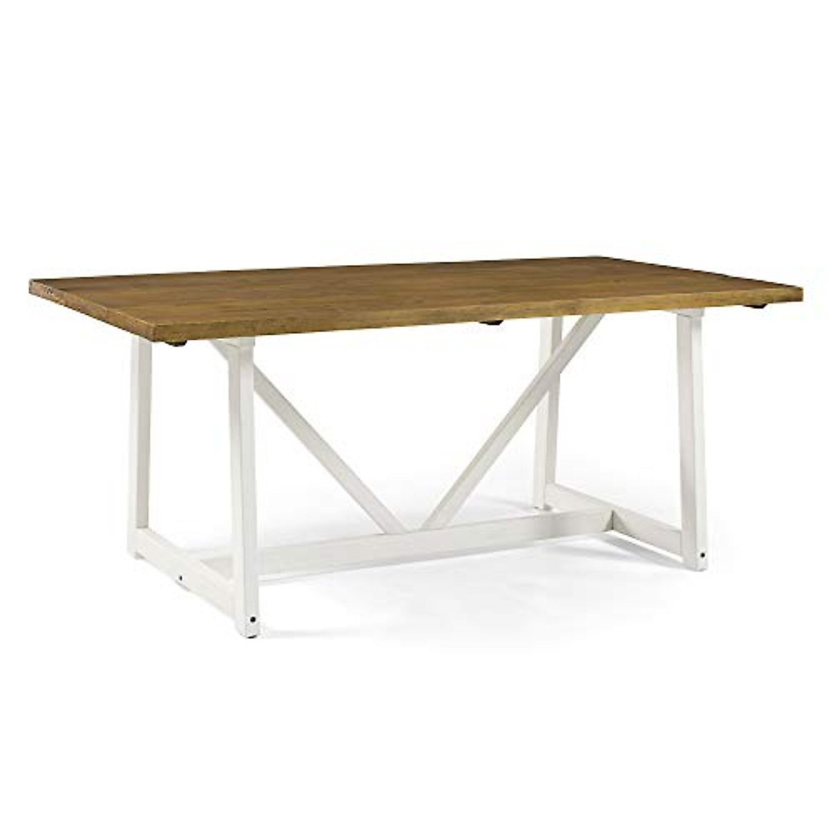 Walker Edison Modern Farmhouse Dining Table Wood Small Dining Room Table Sets Dining Chairs. 72 Inch. White and Rustic Oak