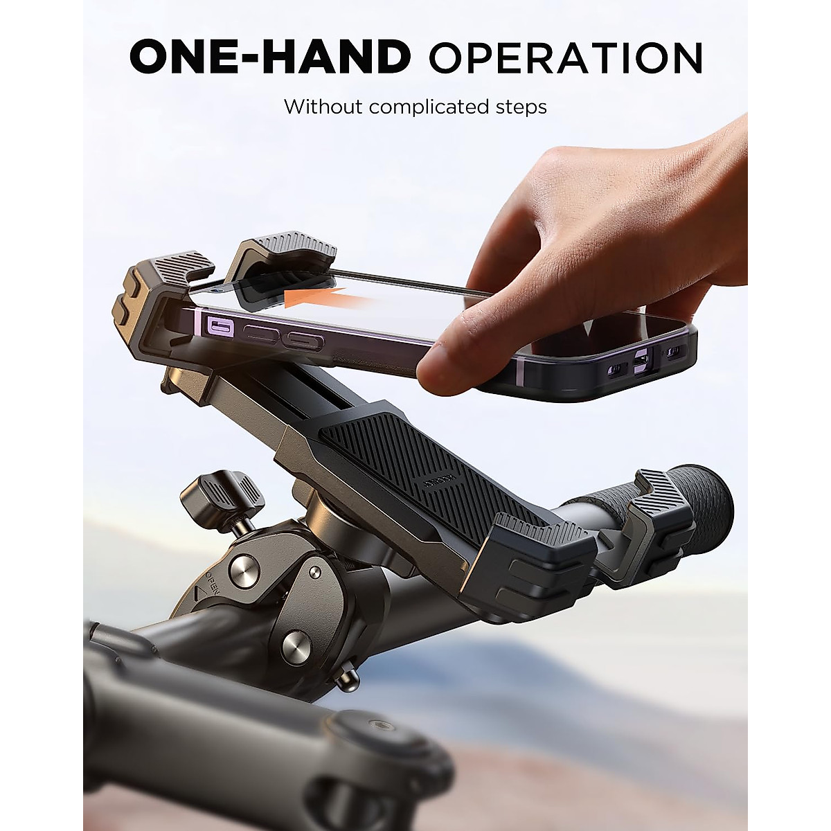 JOYROOM Motorcycle Phone Mount, [Fastest Visualize Lock][150mph Wind Anti-Shake] Bike Phone Holder with Easy Install Handlebar Clamp, fits for Bicycle Scooter ATV/UTV, Fit for iPhone & All Phones