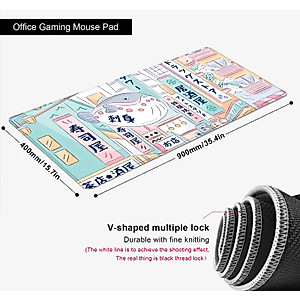 SXCKANG Cute Japanese Street Desk Mat XL, Pink Tokyo Street Mousepad Kawaii, Extra Large Gaming Mouse Pad, XXL Anime Aesthetics Scenery Deskmat, Full Desk Mouse Pad- 35.4 x 15.7 Inch