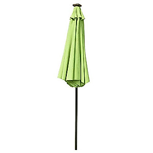 Ampersand Shops 9 Ft. Outdoor Patio Tilt Umbrella with Solar-Powered Energy Efficient LED Lights (Lime Green)