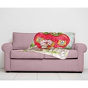 Strawberry Shortcake Berry Playhouse Plush Travel Throw Blanket - Measures 40 x 50 Inches - Kids Super Soft Lightweight Bedding