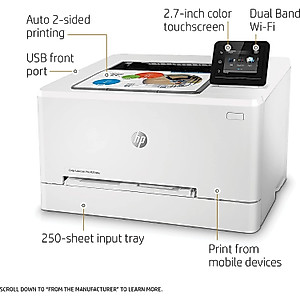HP LaserJet Pro M254dw Wireless Color Laser Printer, Works with Alexa (T6B60A)