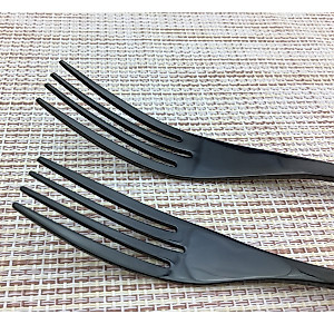 Uniturcky Mirror Polishing Black 18/10 Stainless Steel, 7-Piece Flatware Silverware cutlery utensils Set knife steak knife dinner fork soup spoon dessert spoon salad fork teaspoon