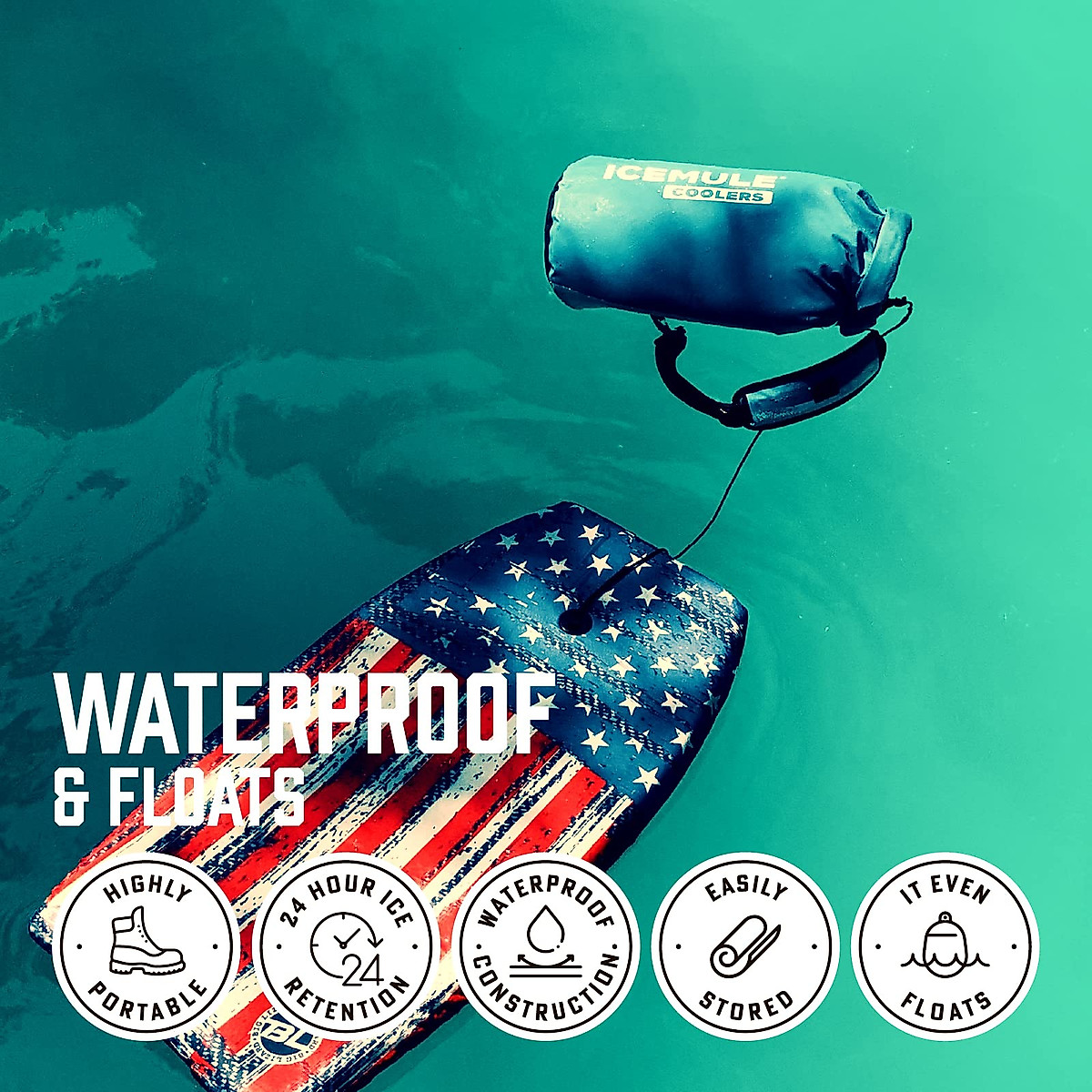 ICEMULE Classic Small Collapsible Sling Strap Cooler – Hands Free, 100% Waterproof, 24+ Hours Cooling, Soft Sided Cooler for Hiking, Camping & Fishing, 10 Liter, Fits 12 Cans + Ice