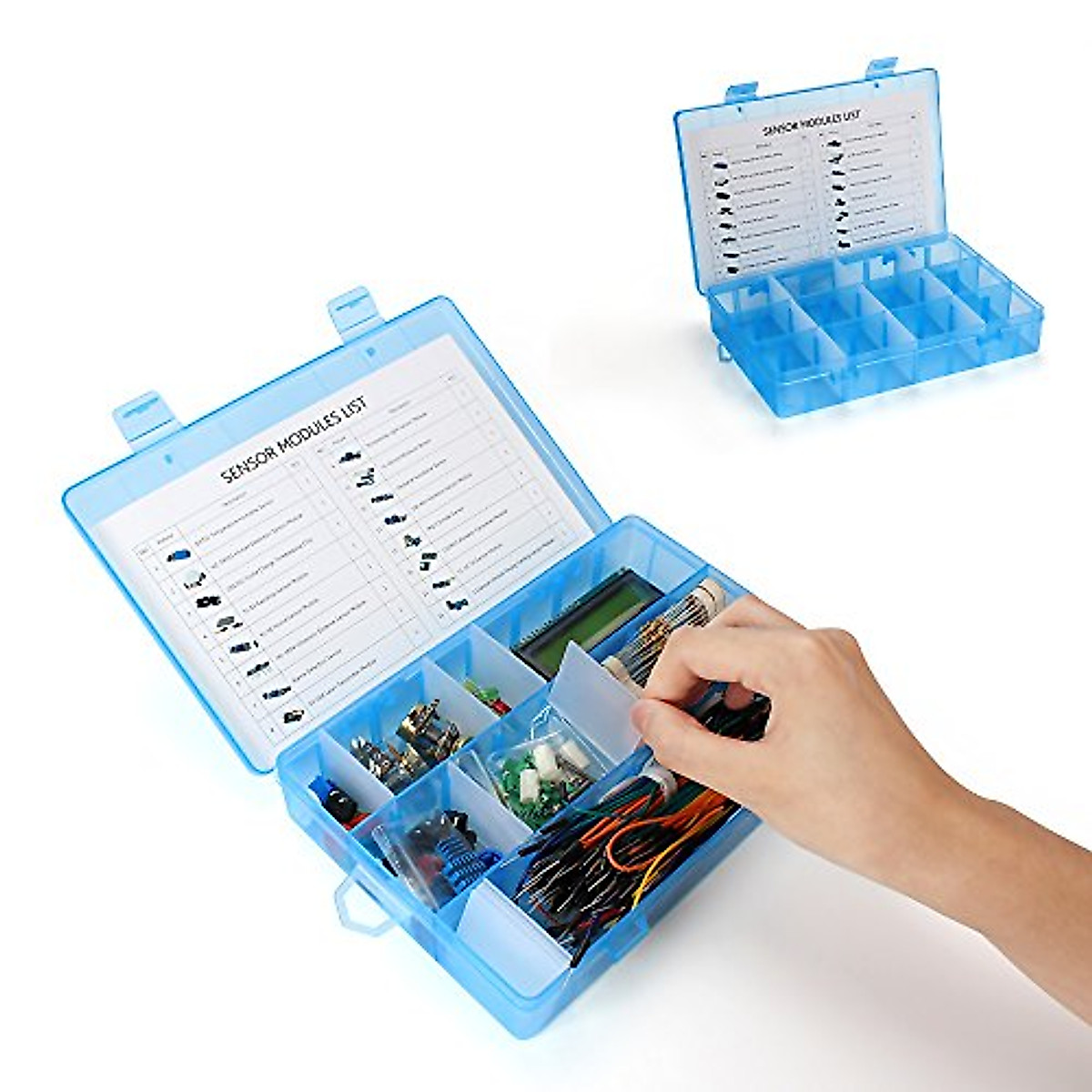 HSU Development Kit for Raspberry Pi 3/4 and Arduino with 16 Different Sensor Modules, Hundreds of Electronic Components, Other Necessary Accessories and Big Carrying Case (Advanced)
