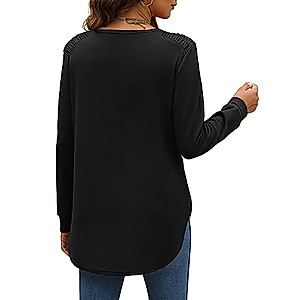 WEESO Tunic Sweatshirts for Women Loose Fit Trendy Casual Tops Black Sweaters XL
