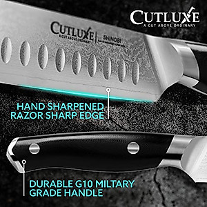 CUTLUXE Slicing Carving Knife – 12" Brisket Knife, Razor Sharp Meat and BBQ Knife – Damascus Japanese AUS10 Blade – Full Tang & Ergonomic Handle Design – Shinobi Series