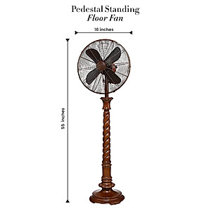 DecoBREEZE DBF0426 Pedestal Standing Floor Fan, 16-Inch, Raleigh