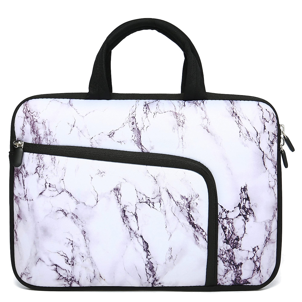 14 15 15.4 15.6 Inch Laptop Handle Bag Computer Protective Case Sleeve Neoprene Cover Compatible with MacBook Pro 15" 15.6" Dell Lenovo HP Asus Acer Sony Toshiba Chromebook Notebook (White Marble)
