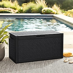 Outdoor All-Weather 100 Gallon Resin Deck Box, Black~HTAG547