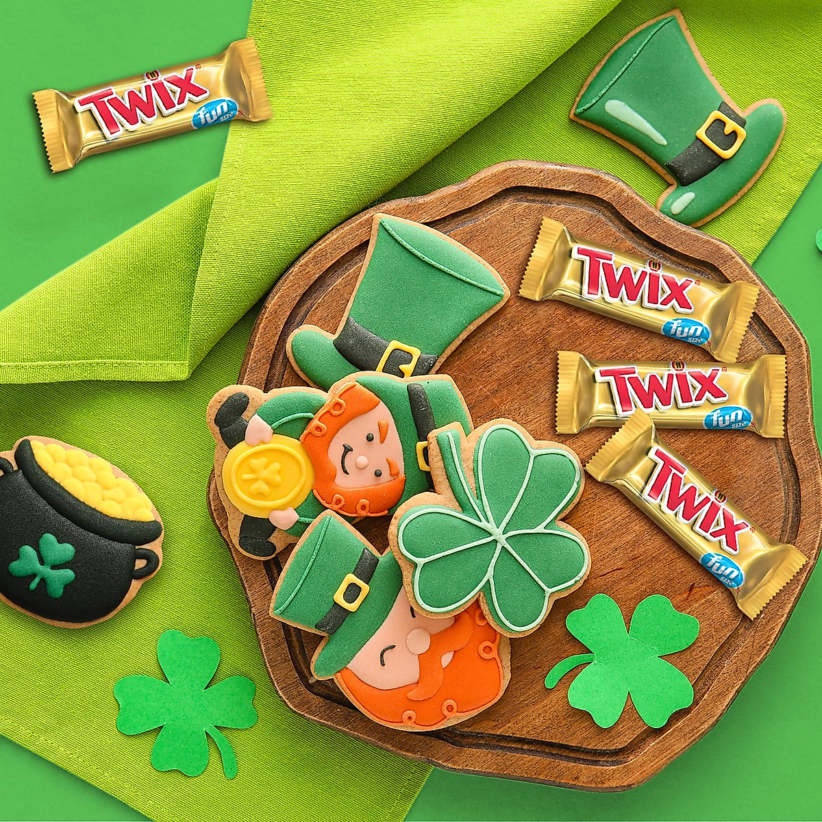 TWIX Fun Size Milk Chocolate Caramel St Patricks Day Candy Bars, 18.28 Oz Jumbo Bulk Candy Bag