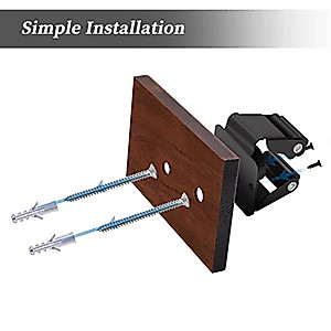 OLBET Farmhouse Mop And Broom Holder Wall Mount - Rustic Wooden Broom Organizer Wall Mount - 2 Pack - Classical Heavy Duty Storage Garden Tool Organizer Wall Hanger - Walnut Grain