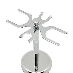 Deluxe Stainless Steel 4 Prong Safety Razor and Shave Brush Stand Drip Stand