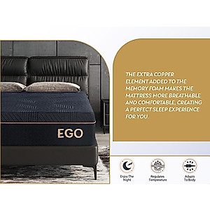 Dyonery Twin XL 12 Inch Memory Foam Mattress in a Box, Cooling Knit Fabric Cover, Made in USA, CertiPUR-US Certified, Ventilated Copper AeroFusion Memory Foam, Fiberglass Free Gel Mattress, 80”x38”