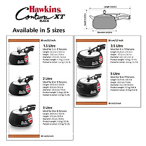Hawkins CXT30 Contura Hard Anodized Induction Compatible Extra Thick Base Pressure Cooker, Black, 3L, 3 L