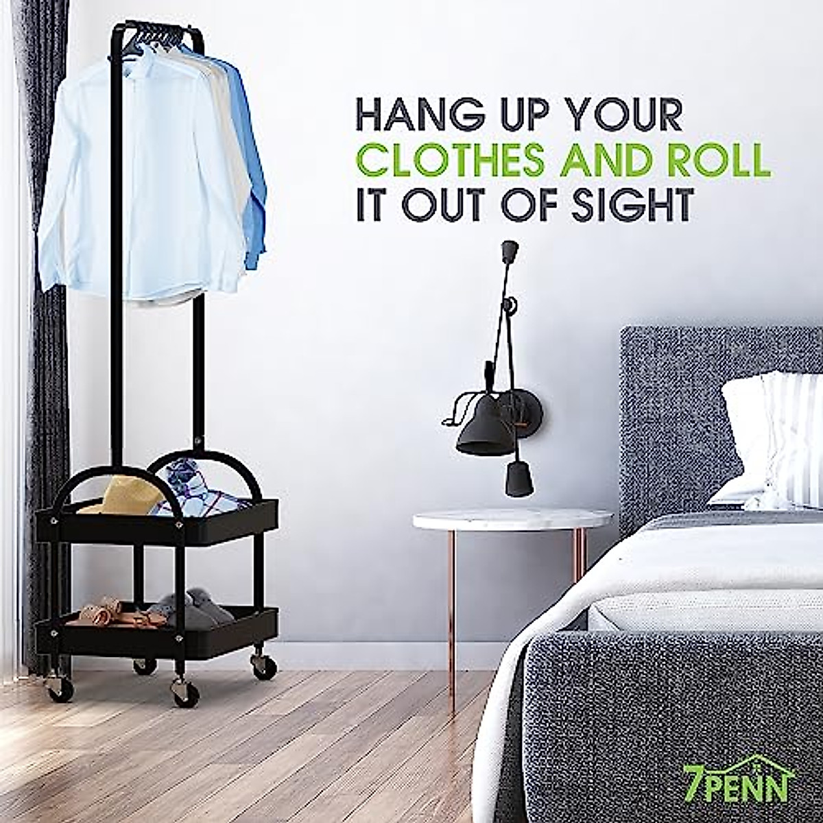 7Penn Foldable Clothes Drying Rack - 3 Tier Standing Large Collapsible Laundry Drying Rack Clothing Hanger on Wheels