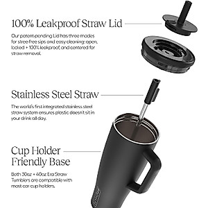 BrüMate Era 30 oz Tumbler with Handle and Straw | 100% Leakproof Insulated Tumbler with Lid and Straw | Made of Stainless Steel | Cup Holder Friendly Base | 30oz (Capri Gingham)