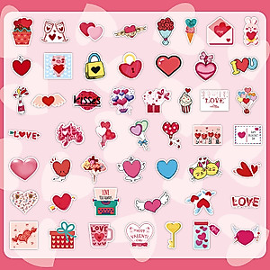 Partywind 150 PCS Valentine's Day Stickers, Waterproof Heart Love Stickers for Valentines Decorations, Cute Valentines Day Prizes for Kids Classroom, Water Bottle/Laptop/Computer Decor