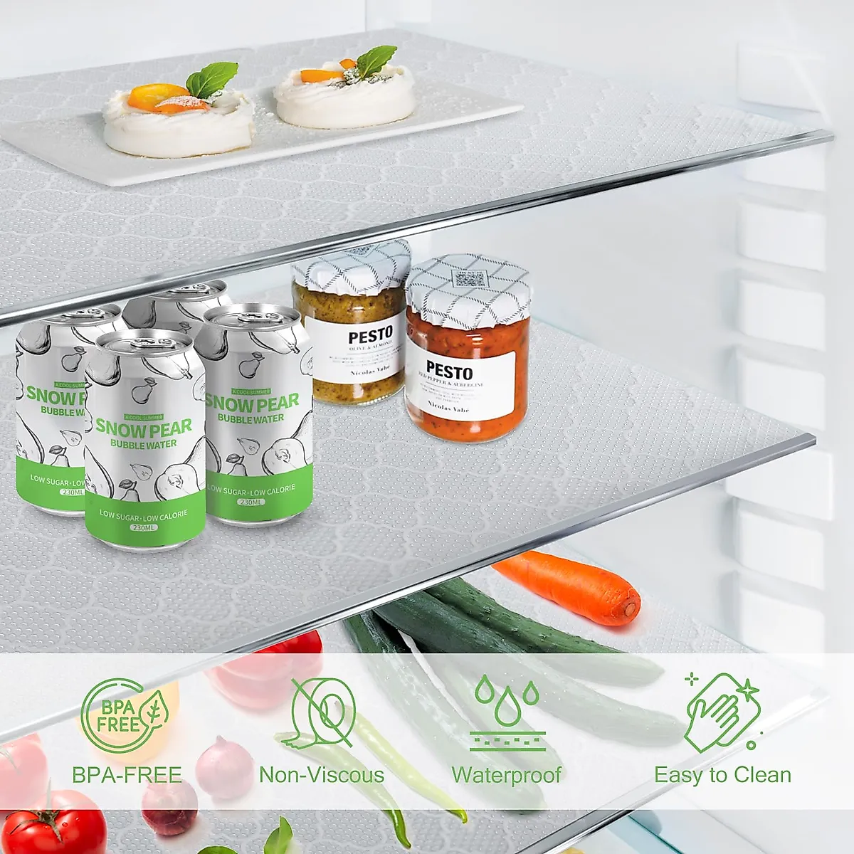 Shelf Liner and Drawer Liner, 12IN x 20FT Non-Slip Kitchen Cabinet Liner, Non-Adhesive Waterproof Durable EVA Cupboard Liner with Print for Shelves, Refrigerators, Cabinets and Storage