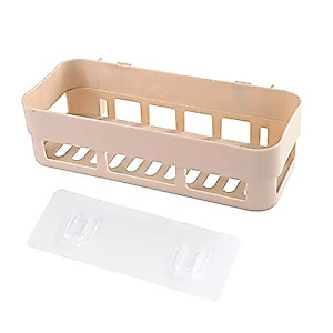 tbjie Shower Caddy Plastic Drain Rack Multi Wall-Mounted Purpose Bathroom Storage Shelf Self-Adhesive Shower Organizer Supplies Doccia con colla INOX antiruggine Cestello portaog (Color : Beige)
