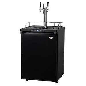 Kegco HBK309B-3 Three Faucet Homebrew Kegerator - Matte Black Cabinet and Door
