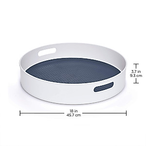 Copco Non-Skid Under-Sink Pantry Cabinet Kitchen Organizer, 18-Inch, White/Steel Blue